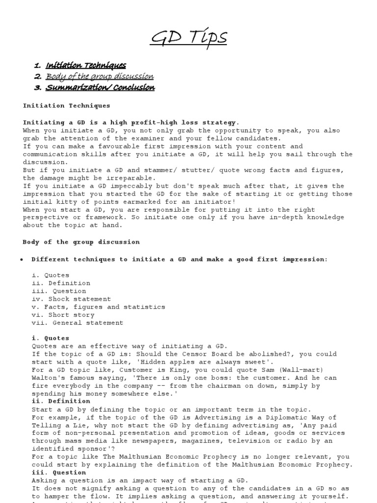 GD Tips | PDF | Advertising | Communication