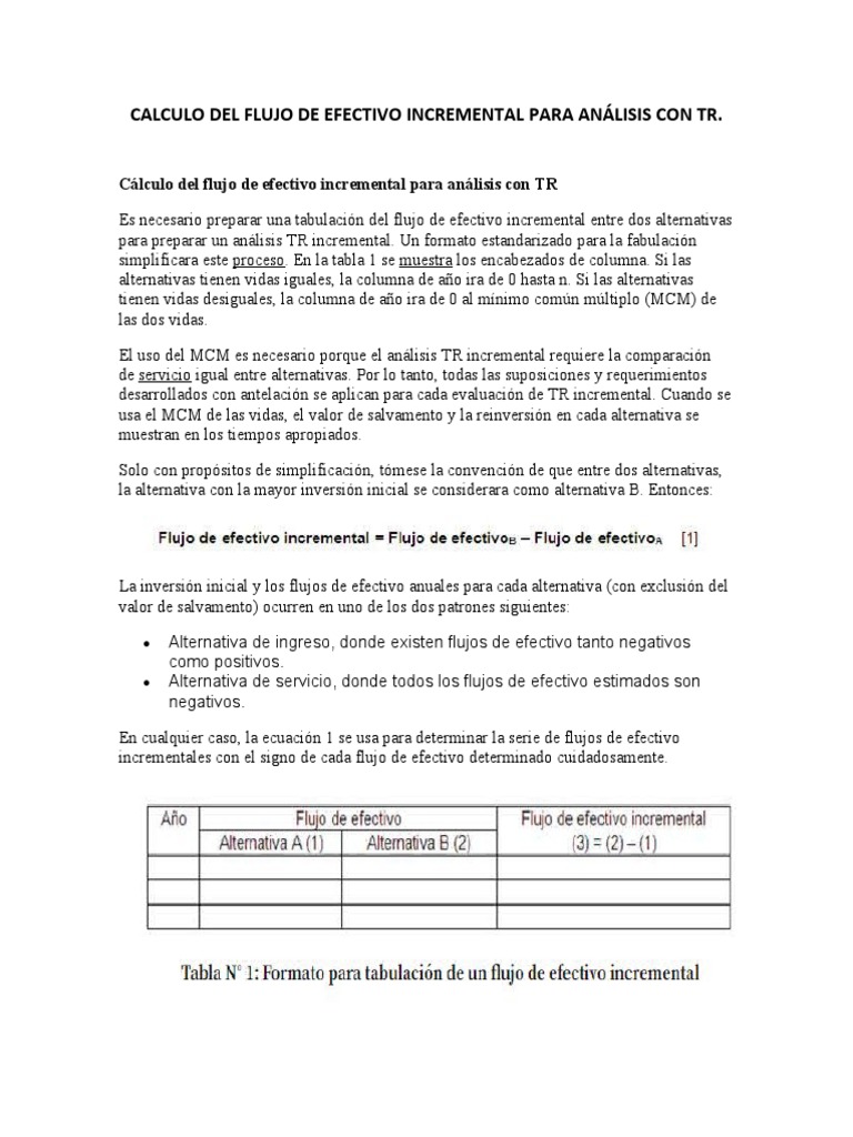 Calculo Del Flujo de Efectivo Incremental para Análisis Con TR | PDF | Informática | Ciencias de ...