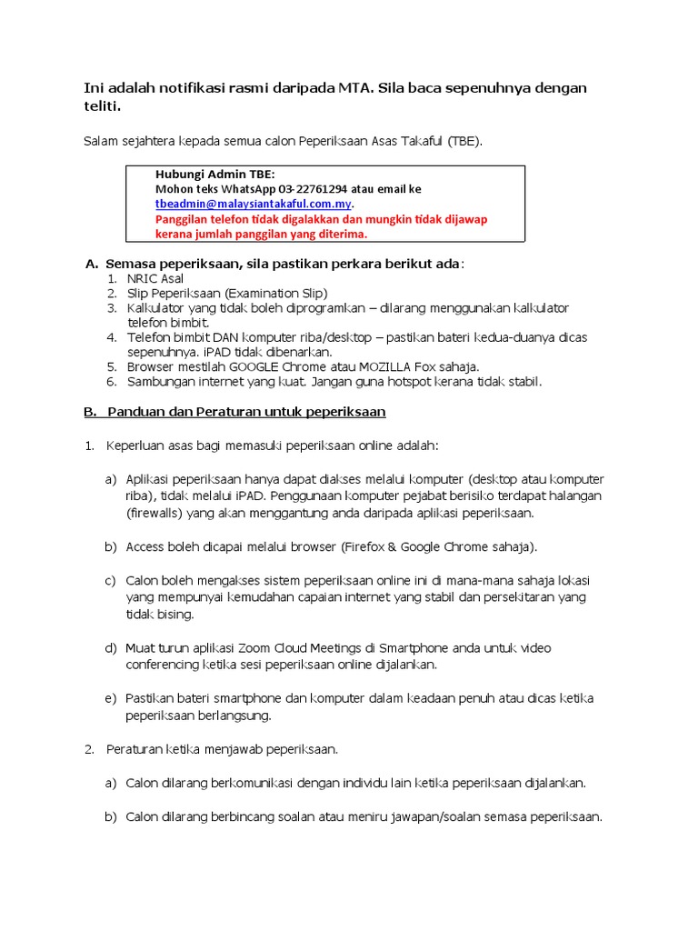 Arahan Dalam Bahasa Malaysia | PDF