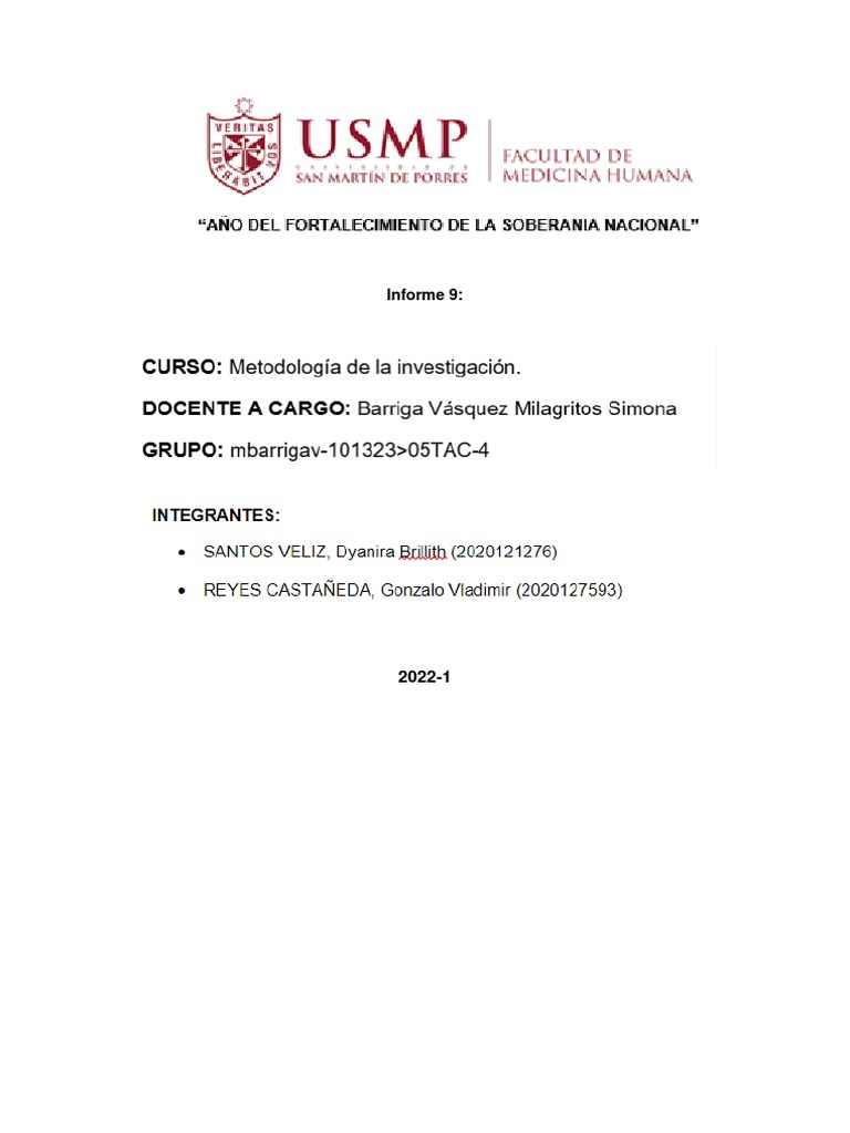 Informe 9 - Metodologia Sem (3) | PDF | Estadísticas descriptivas ...