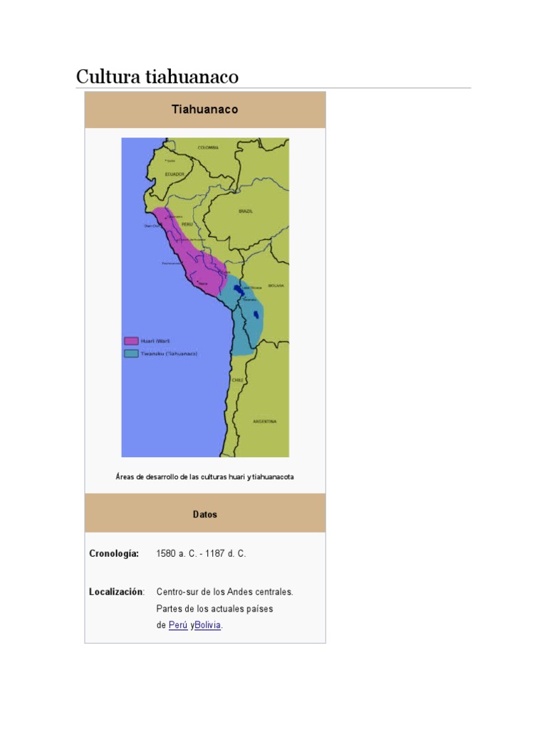 Ubicación de la Cultura Tiahuanaco | PDF