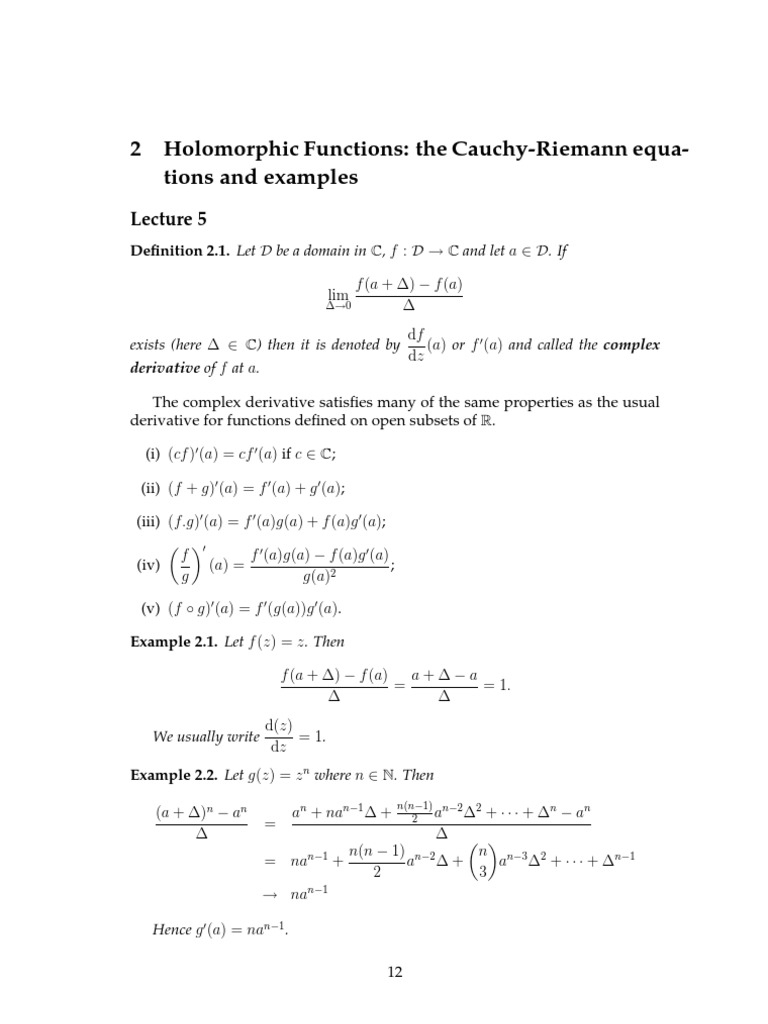Analysis Chapter2.MT08 Update | PDF | Holomorphic Function | Logarithm