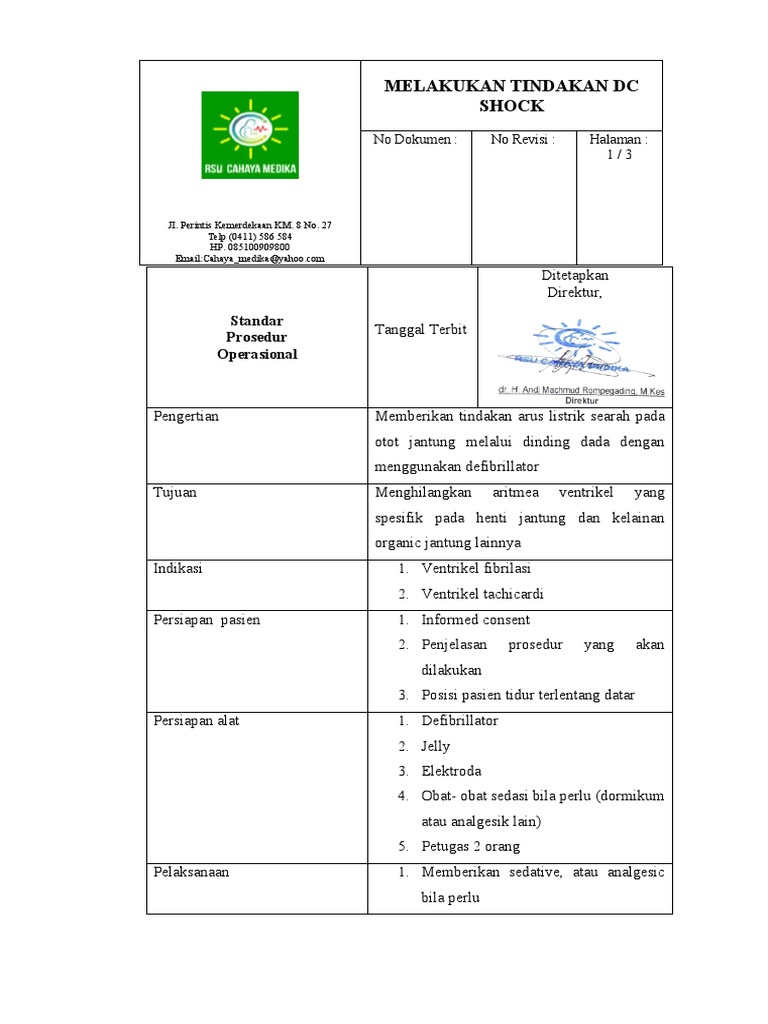 Prosedur Tindakan DC Shock EKG | PDF