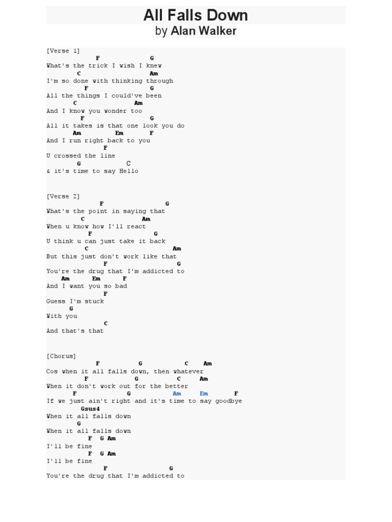 All Falls Down Chords by Alan Walker | PDF | Song Structure