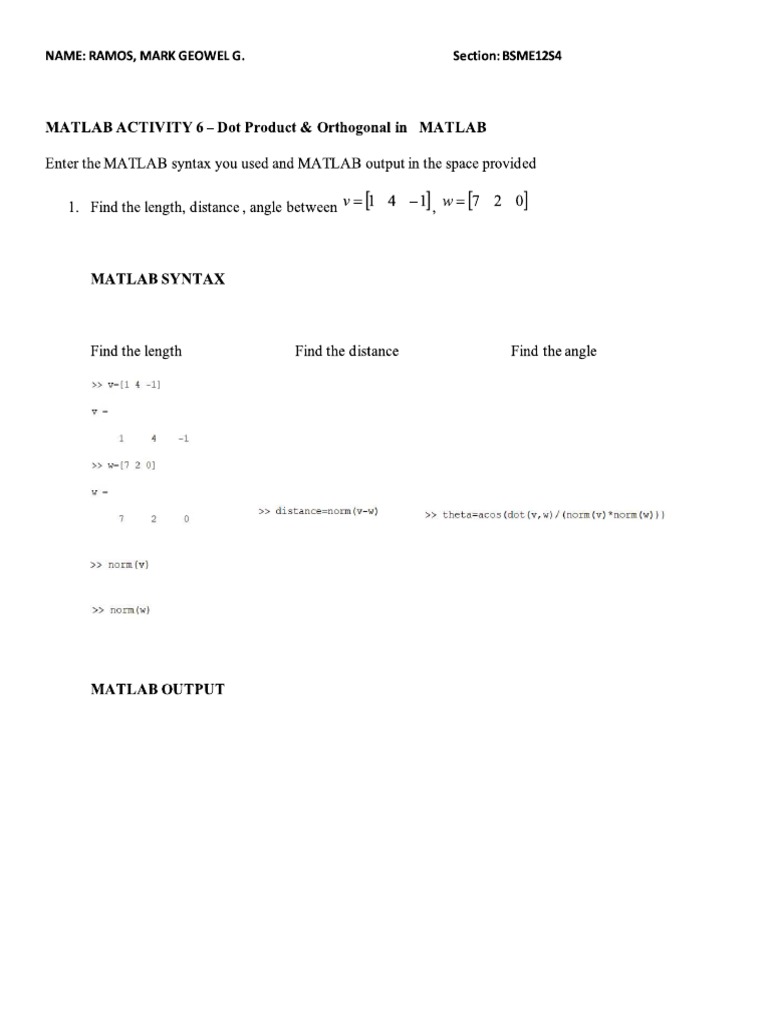Matlab Activity 6 | PDF