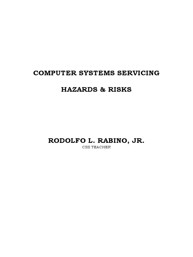 Computer Systems Servicing Hazards & Risks: Css Teacher | PDF ...
