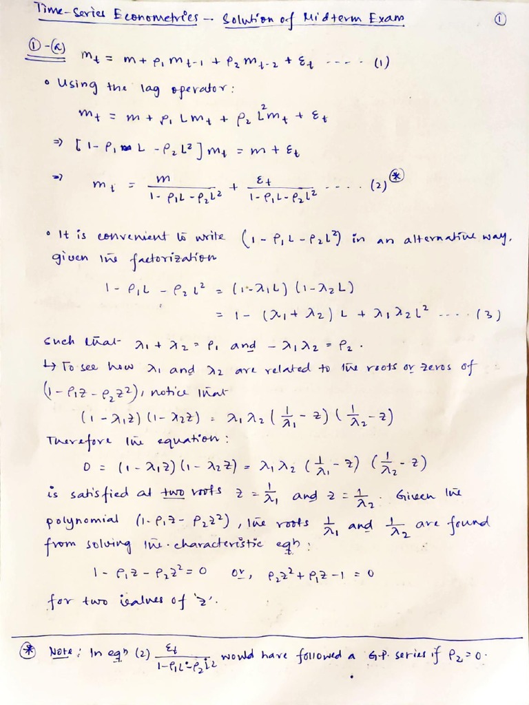 Time Series - Midterm Exam Solutions | PDF