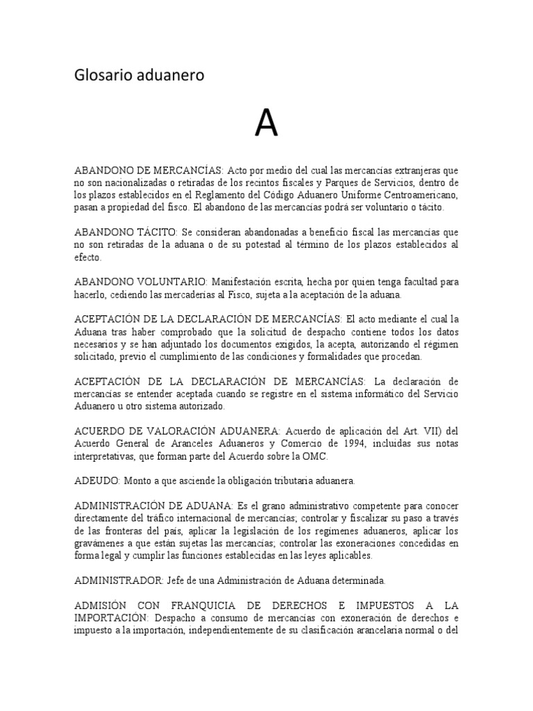 Glosario Aduanero 2022 | PDF | aduana | Guía de carga