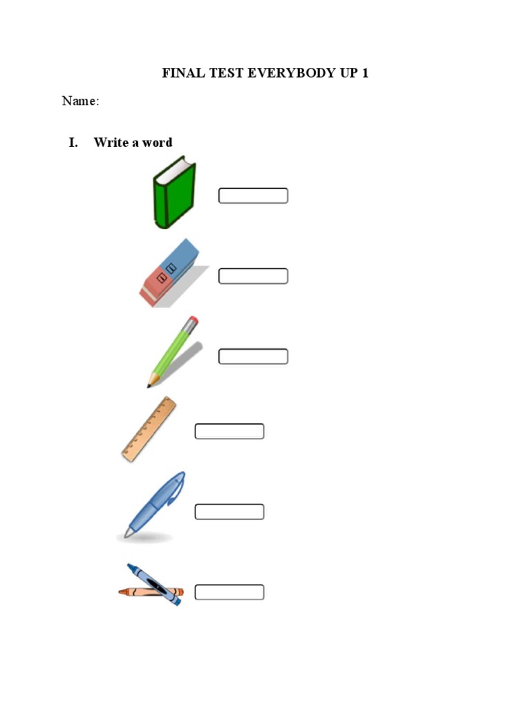 Final Test: Identifying Objects, Actions, Colors and Relationships | PDF