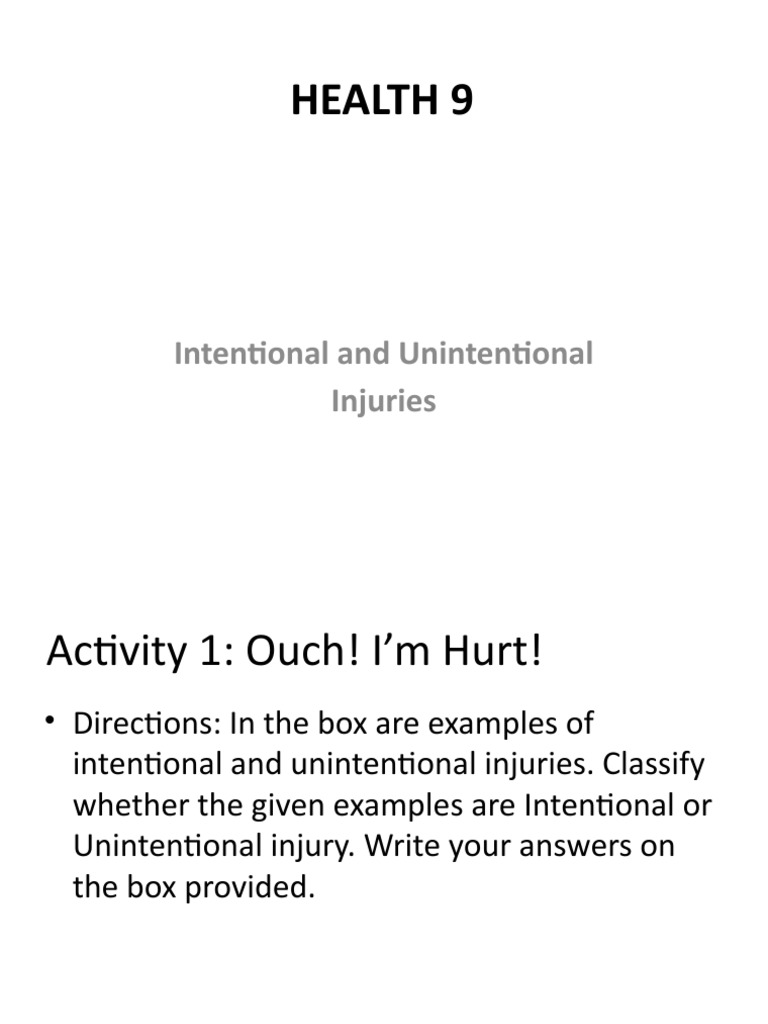 Health 9: Intentional and Unintentional Injuries | PDF | Violence | Rape
