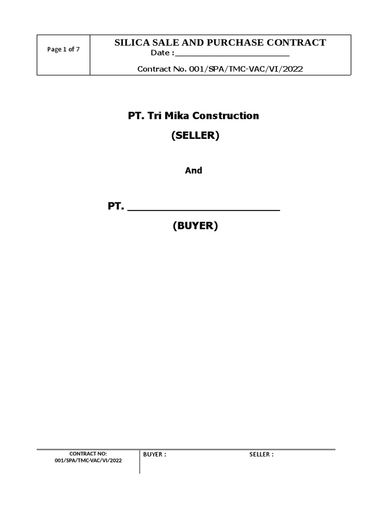 Draft Kontrak TMC VAC (Eng) | PDF | Prices | Sales