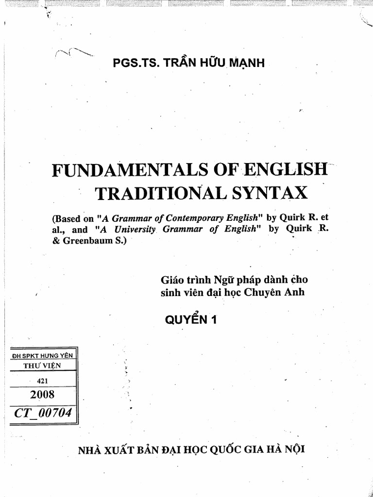 Foundamantals of English Traditional Syntax | PDF