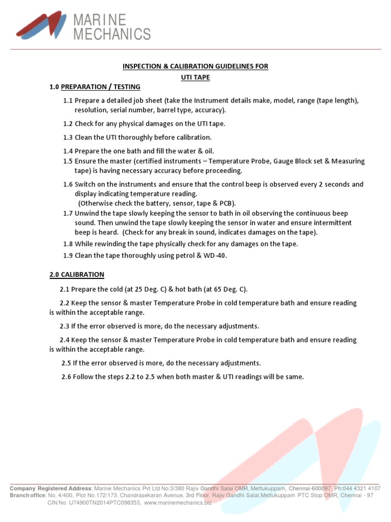 Marine Mechanics: Inspection & Calibration Guidelines For Uti Tape 1.0 ...