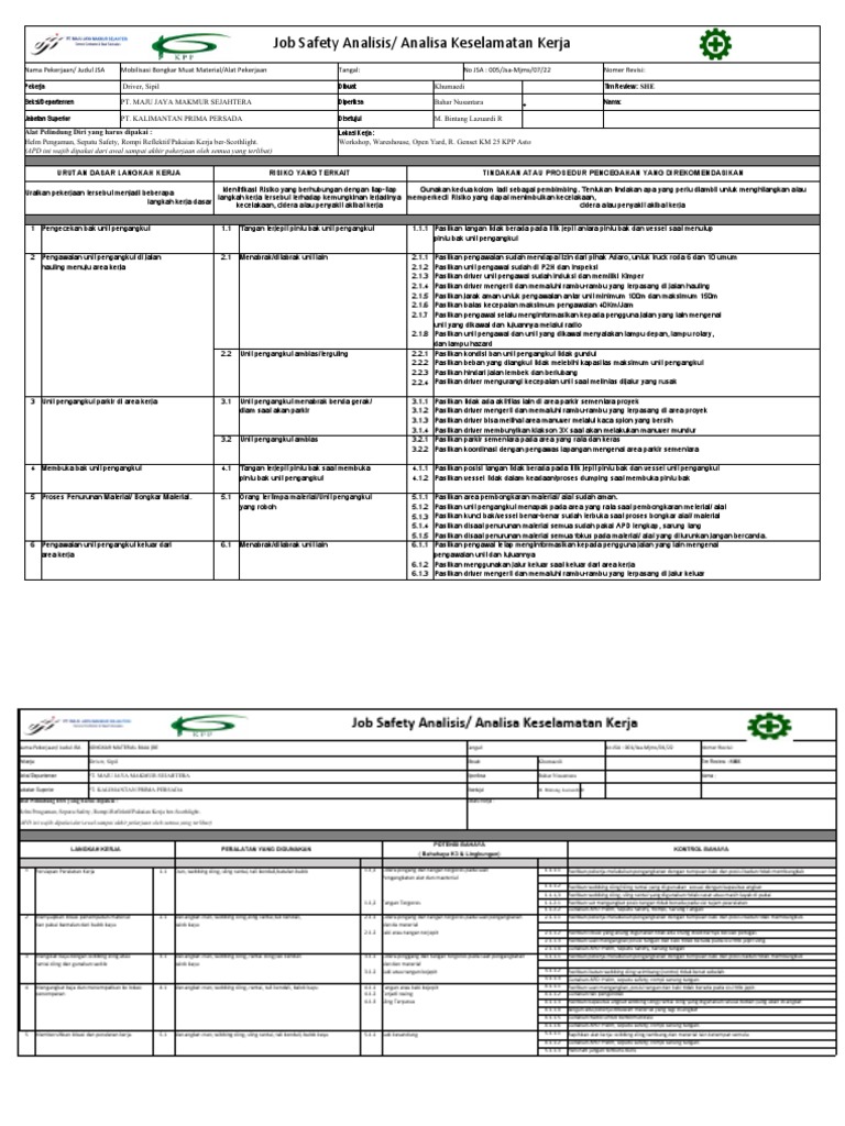 JSA Mobilisasi Alat | PDF