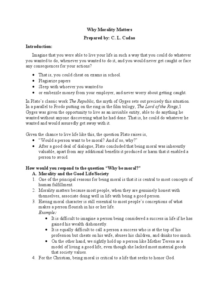 Topic 2 Why Morality Matter | PDF | Morality | Relativism