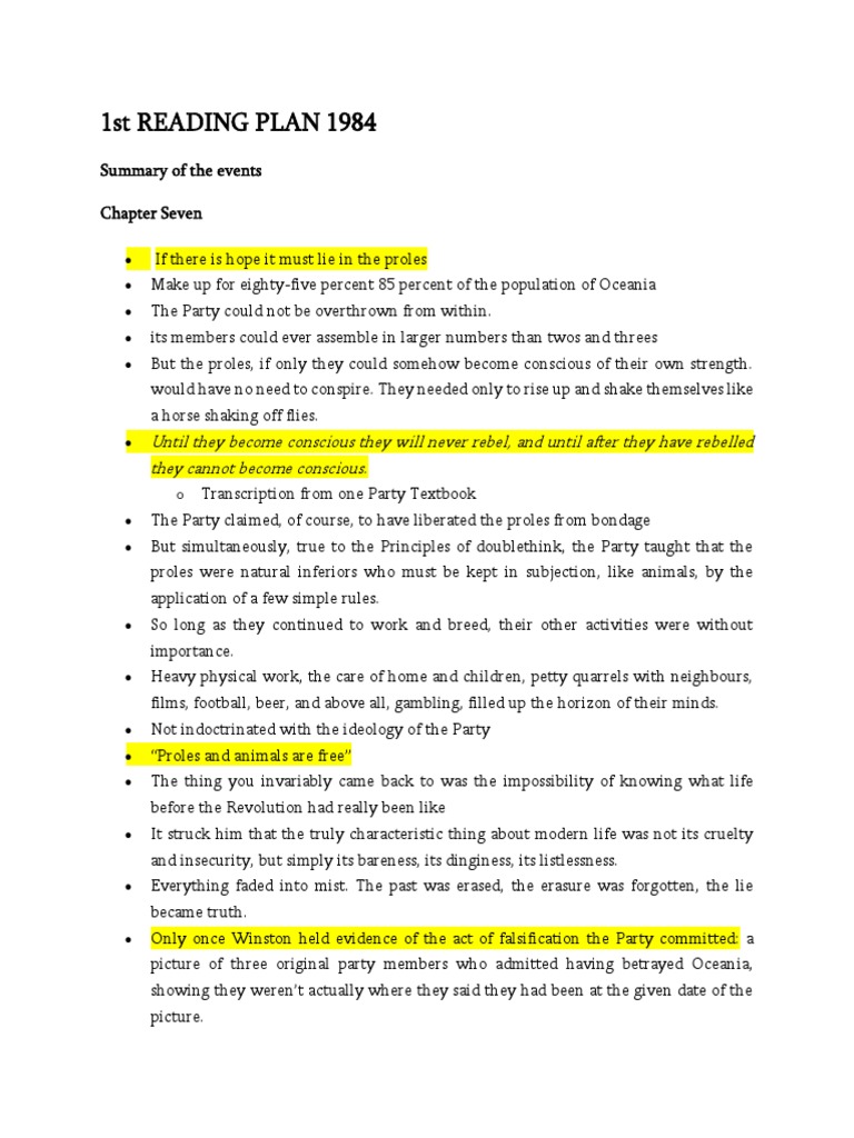 2nd READING PLAN 1984 | PDF