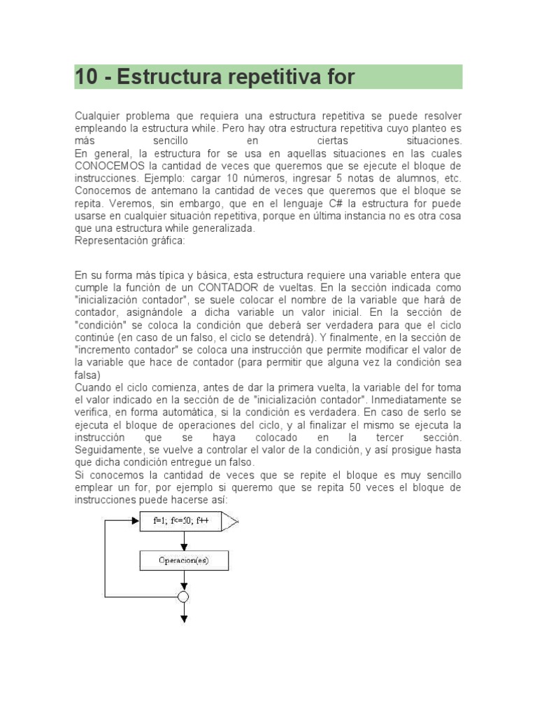 10 - Estructura Repetitiva For | PDF | Lenguaje de programación ...