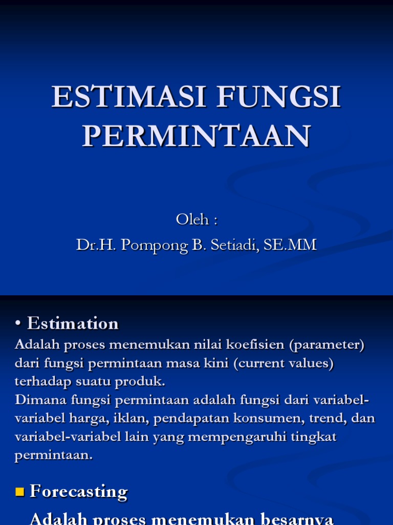 B - 6 - Estimasi Fungsi Permintaan | PDF