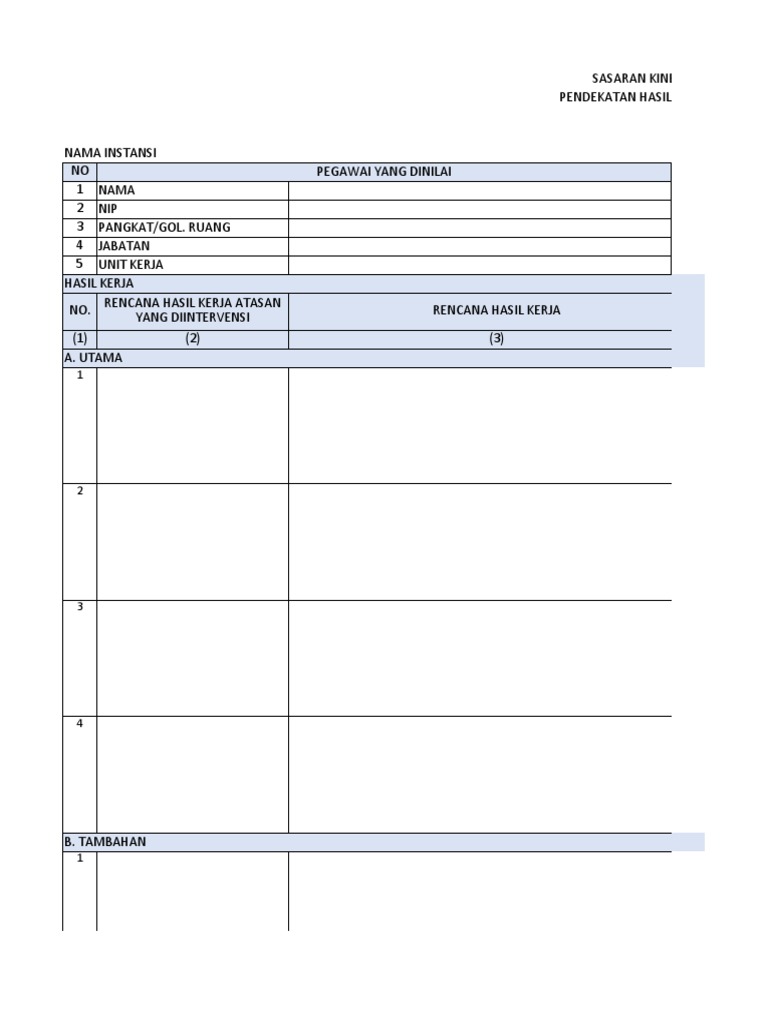 Template SKP Permenpan Nomor 6 Tahun 2022 | PDF