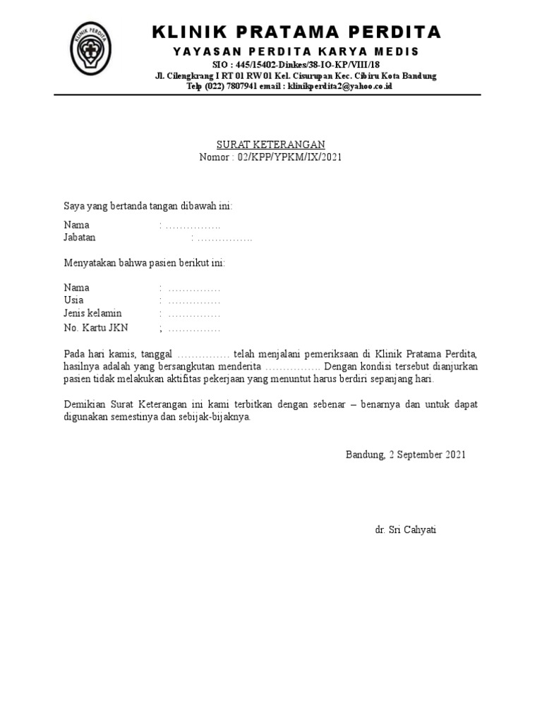 Surat Keterangan Diagnosa | PDF