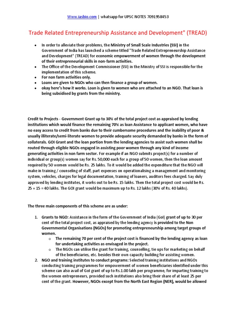 Trade Related Entrepreneurship Assistance and Development" (TREAD ...