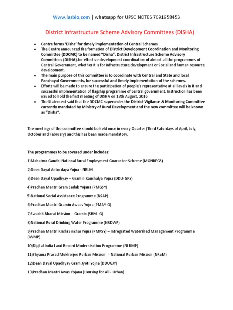 District Infrastructure Scheme Advisory Committees (DISHA) : - Whatsapp ...