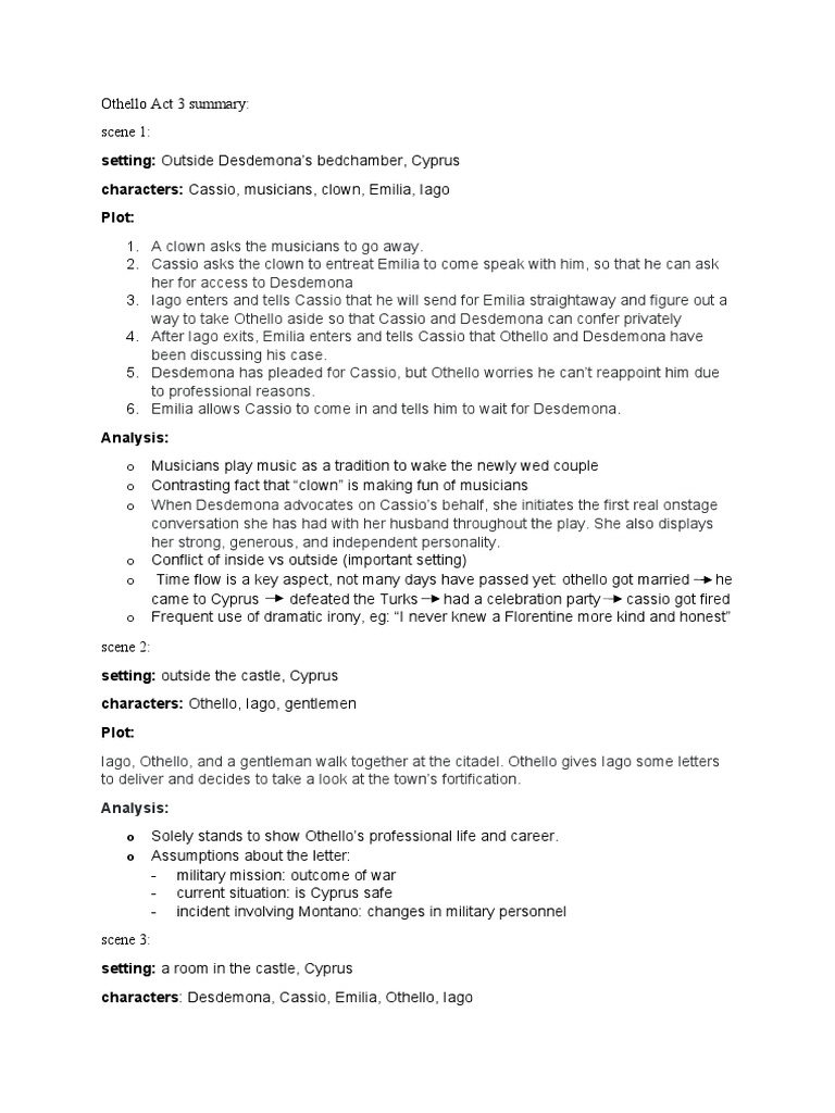 Othello Act 3 Summary | PDF | Iago | Othello