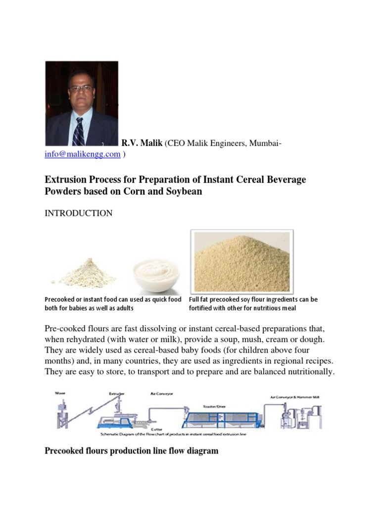 Technical Article Onf Extrusion Process For Preparation of Instant ...
