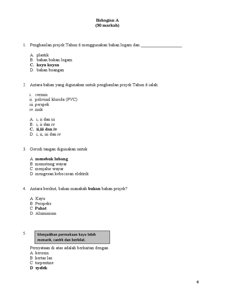 Soalan RBT Tahun 6 | PDF