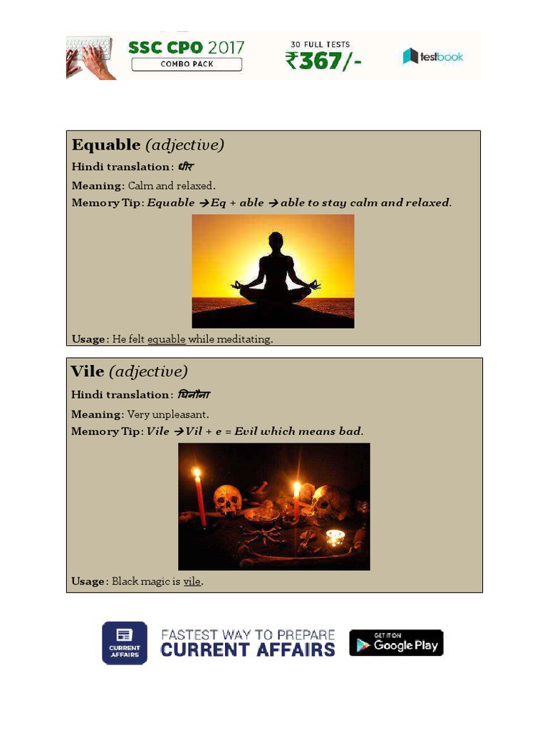 Equable (Adjective) : Hindi Translation: Meaning: Calm and Relaxed ...