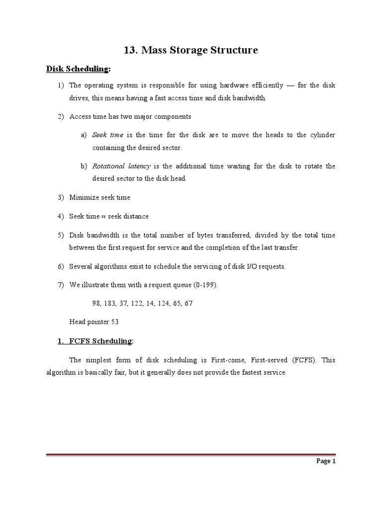 Mass Storage Structure | PDF | Scheduling (Computing) | Disk Storage