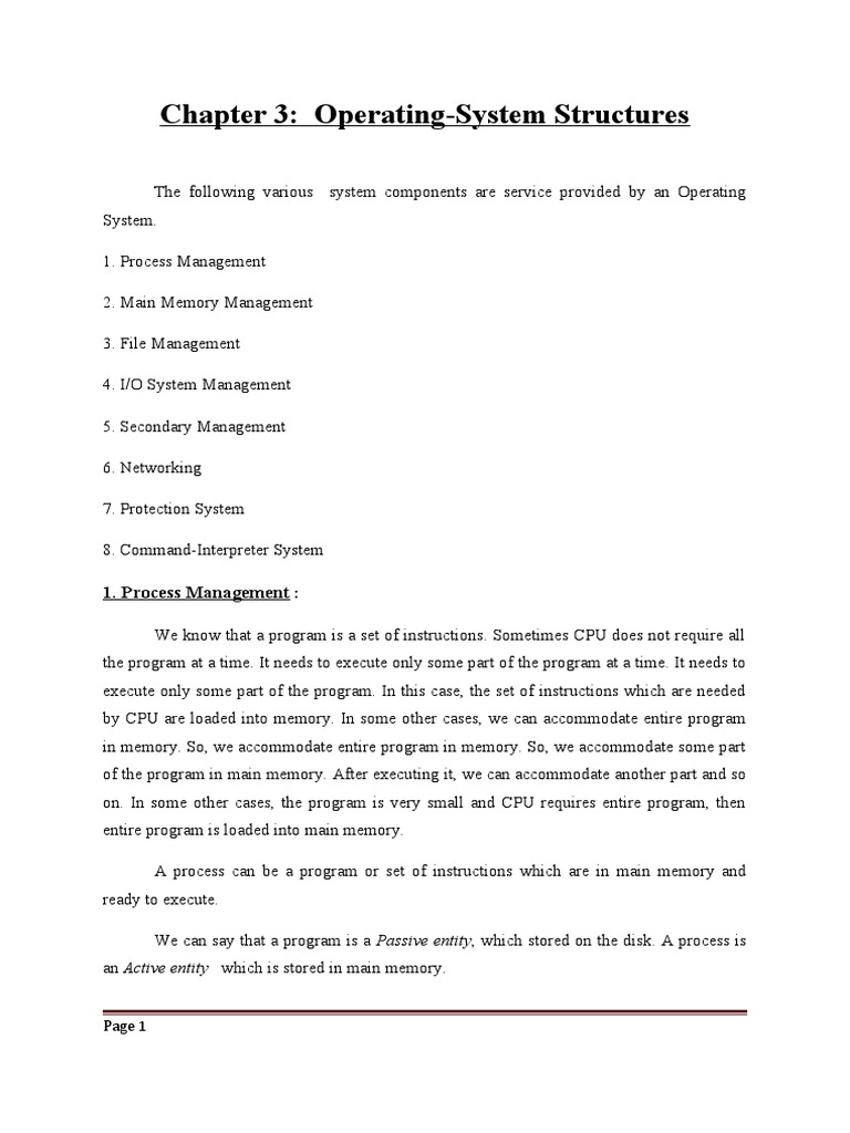 Chapter 3: Operating-System Structures: 1. Process Management | PDF | Process (Computing ...