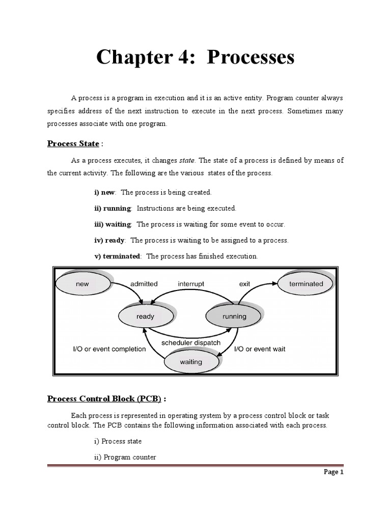 Chapter 4: Processes: Process State | PDF | Scheduling (Computing) | Process (Computing)