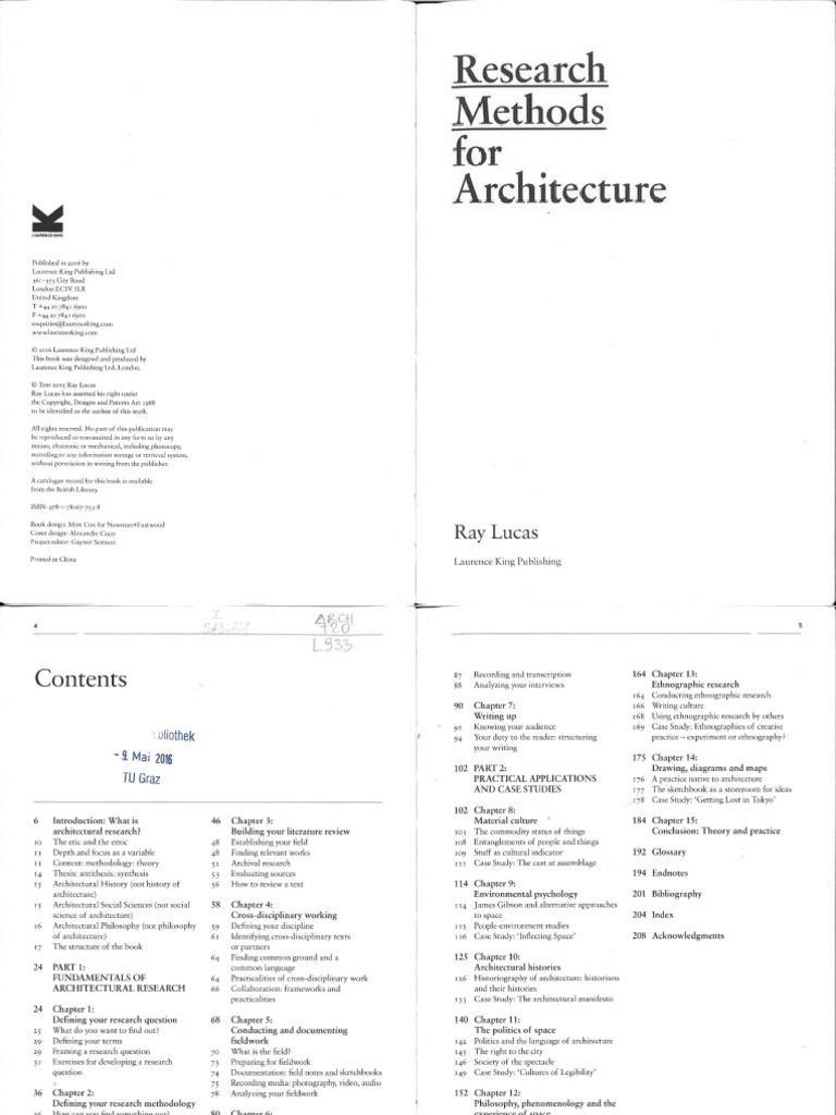 Research Methods For Architecture Ray Lucas PDF Free | PDF
