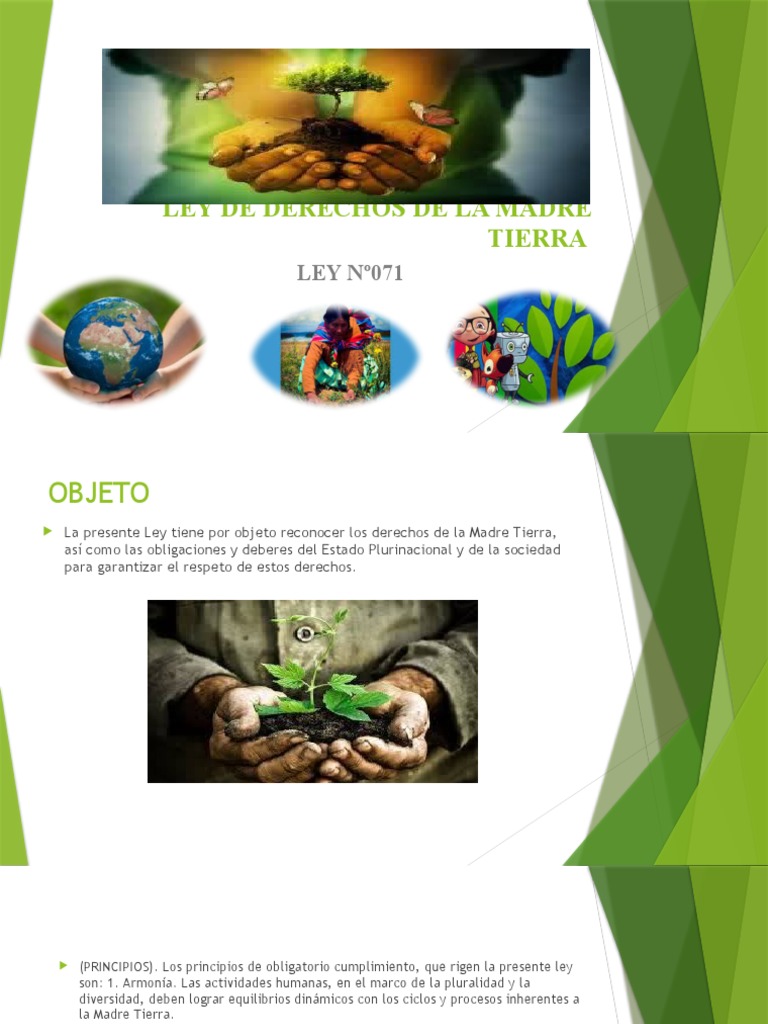 Ley que reconoce los derechos de la Madre Tierra y establece deberes del Estado y las personas ...