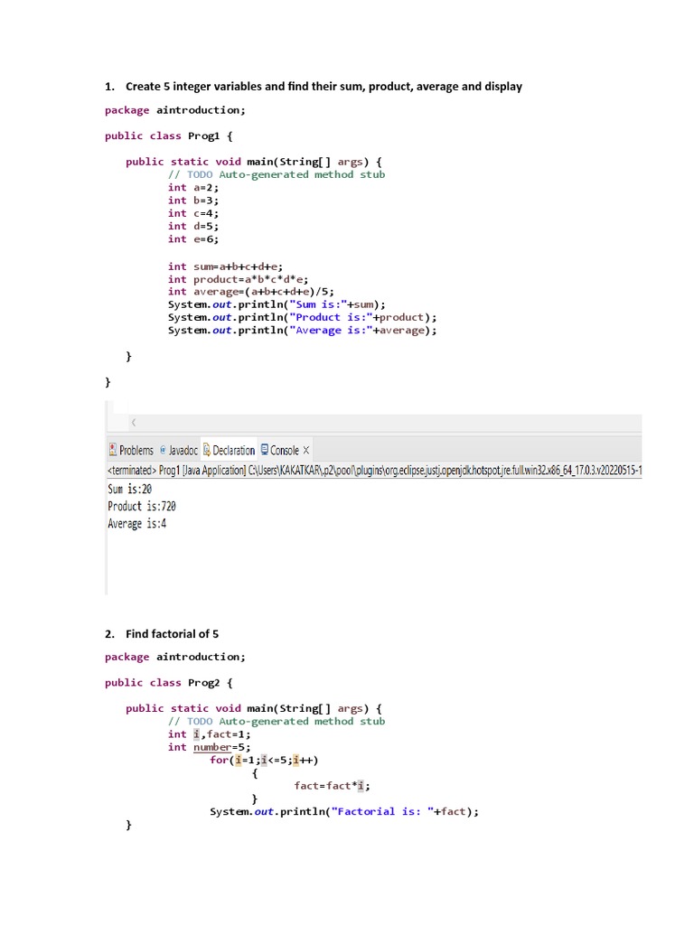 46259223-Karishma Katkar_java1 | PDF | Integer (Computer Science) | Array Data Structure