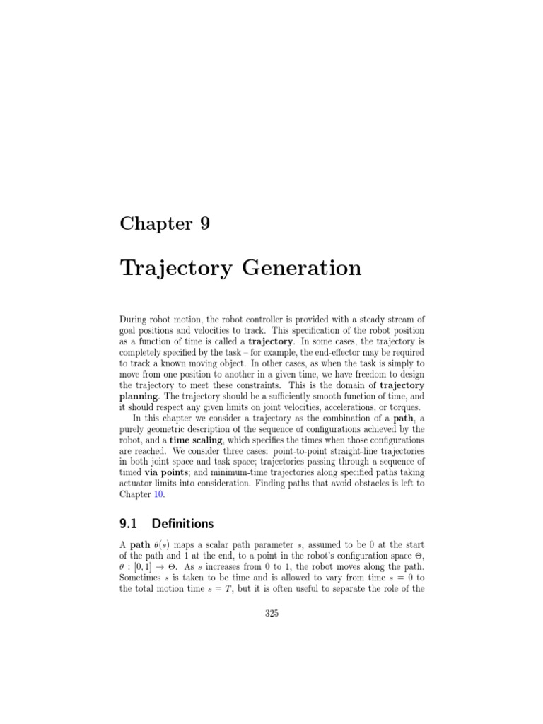 MR Ch09 Trajectory Generation | PDF | Acceleration | Velocity