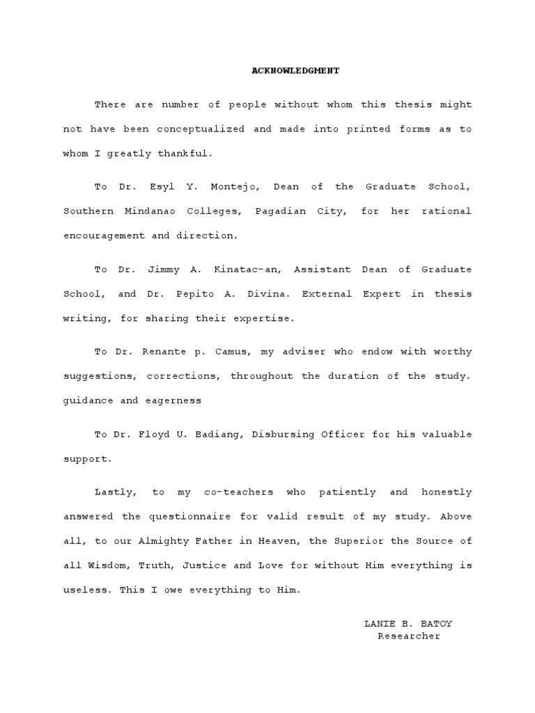 Acknowledgment, Dedication, Curriculum Vitae - Lanie B. Batoy | PDF | Self-Improvement | Wellness