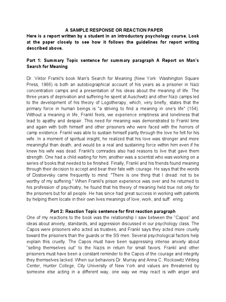 A Sample Response or Reaction Paper | PDF | Cognitive Science ...