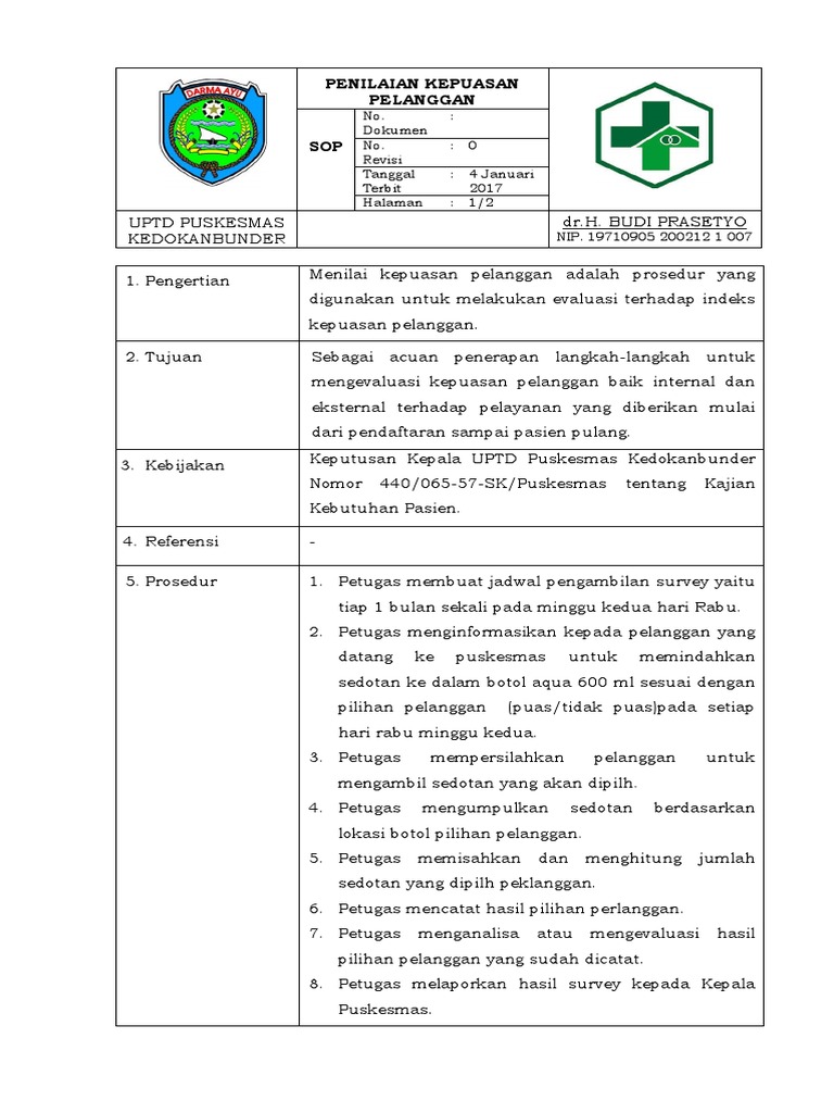 SOP Kepuasan Pelanggan | PDF