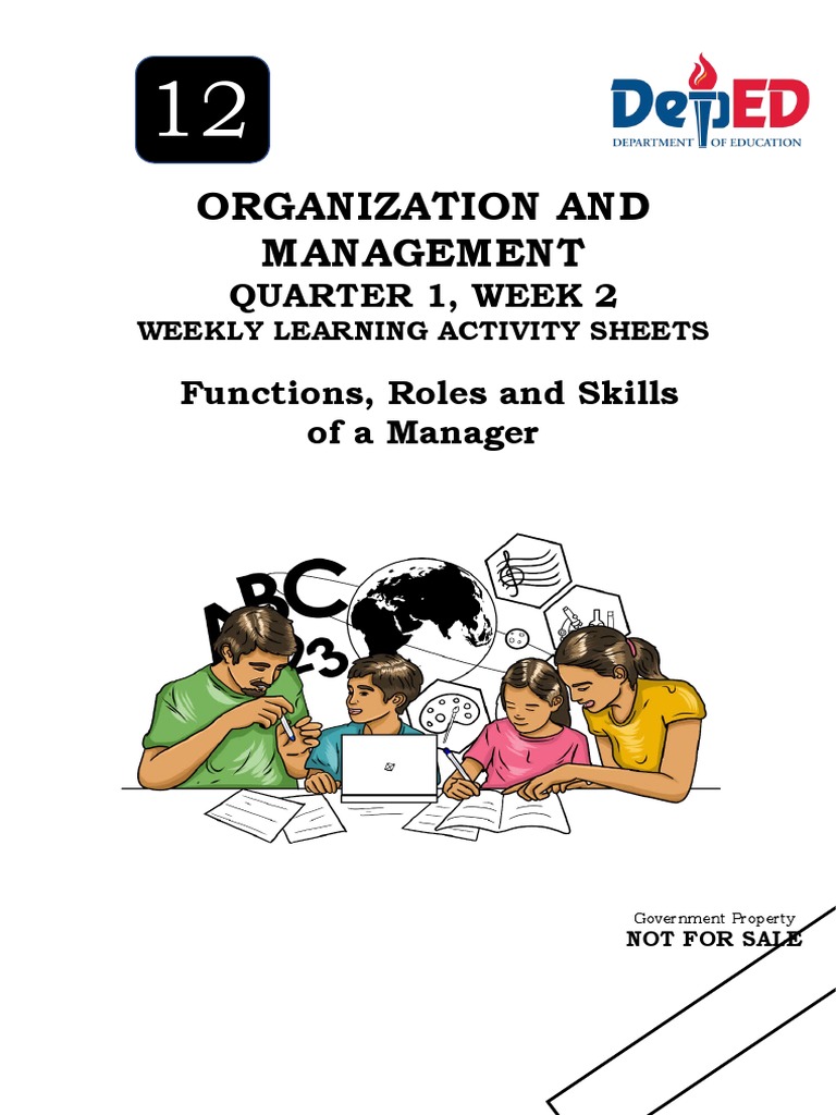 Organization and Management: Quarter 1, Week 2 Functions, Roles and Skills of A Manager | PDF ...