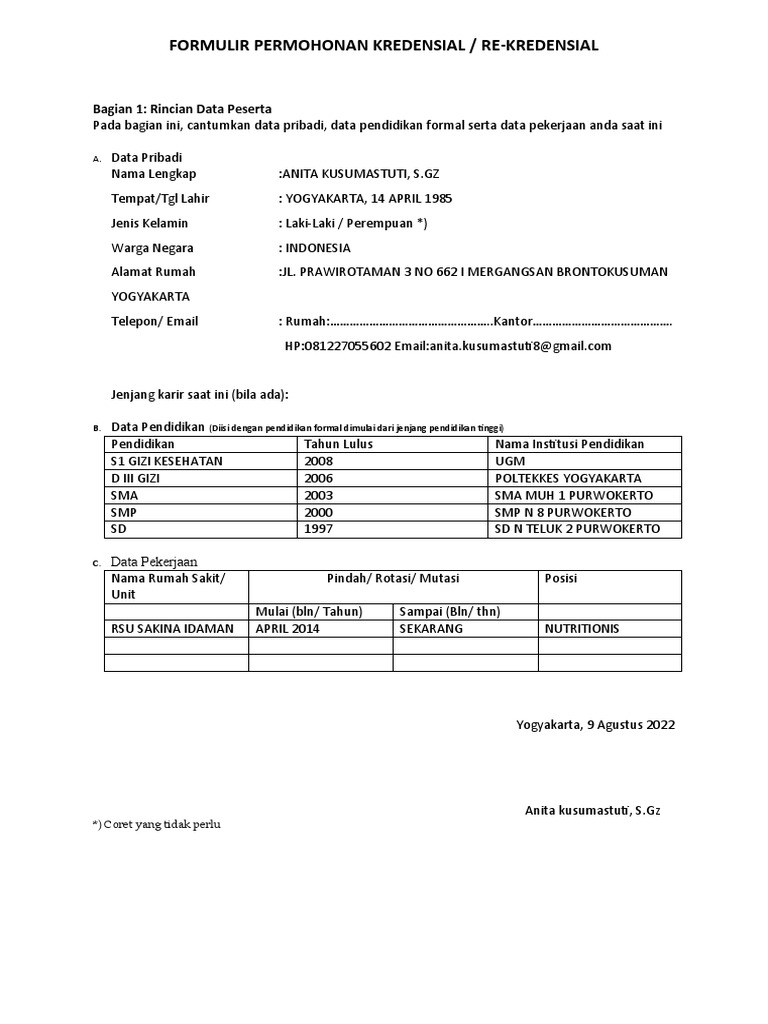 4a. FORM BIODATA KREDENSIAL | PDF