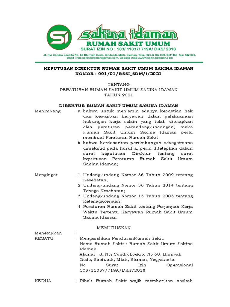 PP MBA ERNA PERATURAN Rumah Sakit 2021 Edit | PDF