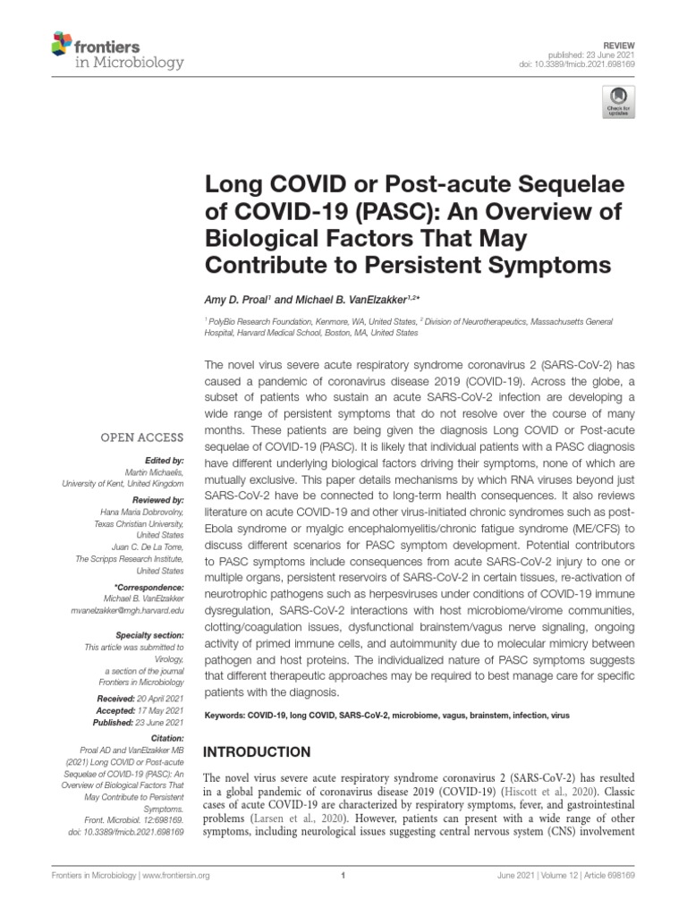 Long COVID or Post-Acute Sequelae of COVID-19 (PASC) - An Overview of ...