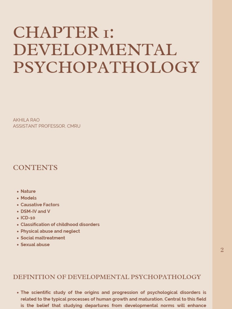 Chapter 1 Developmental Psychopathology | PDF | Mental Disorder | Child ...
