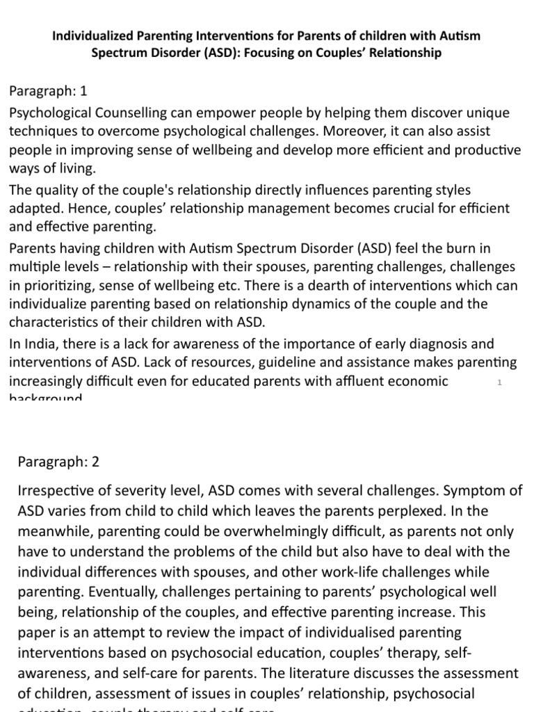 Individualized Parenting Interventions For Parents of Children With ...