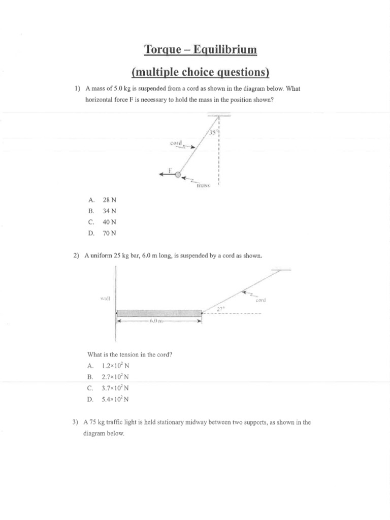 Torque Equilibrium | PDF