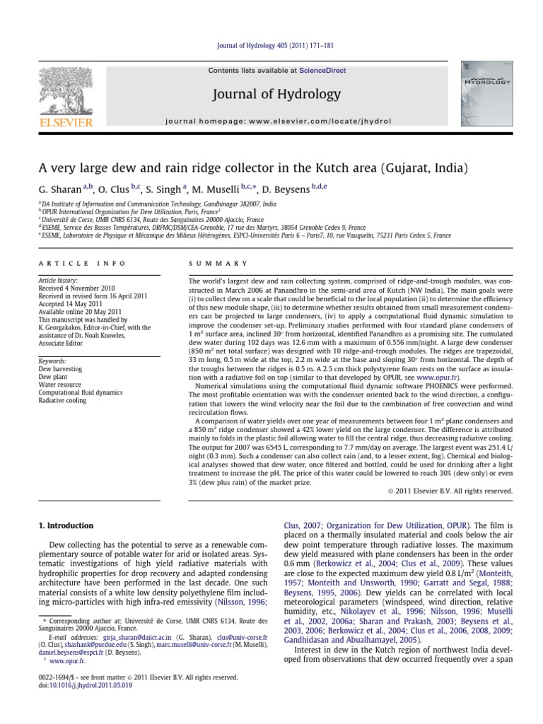A Very Large Dew and Rain Ridge Collector in The Kutch Area | PDF ...