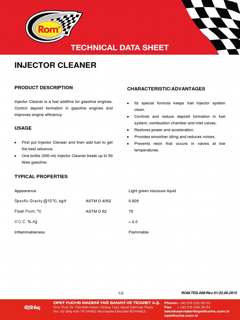 Tds Rom Injector Cleaner | PDF | Gasoline | Fuel Injection
