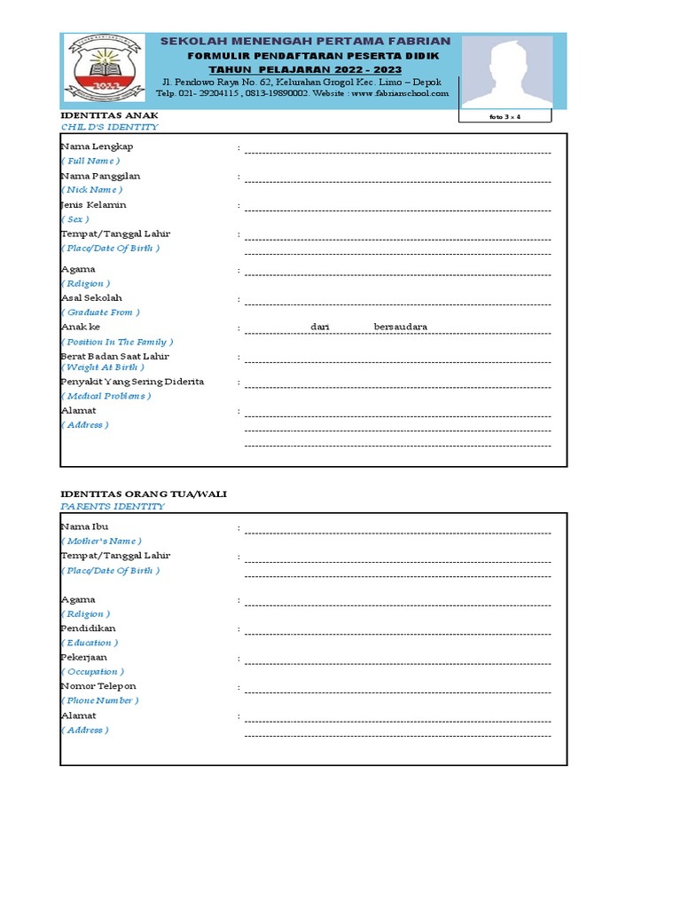 Formulir Pendaftaran SMP | PDF